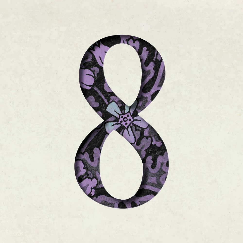 Vintage vector purple number eight | Free Vector - rawpixel