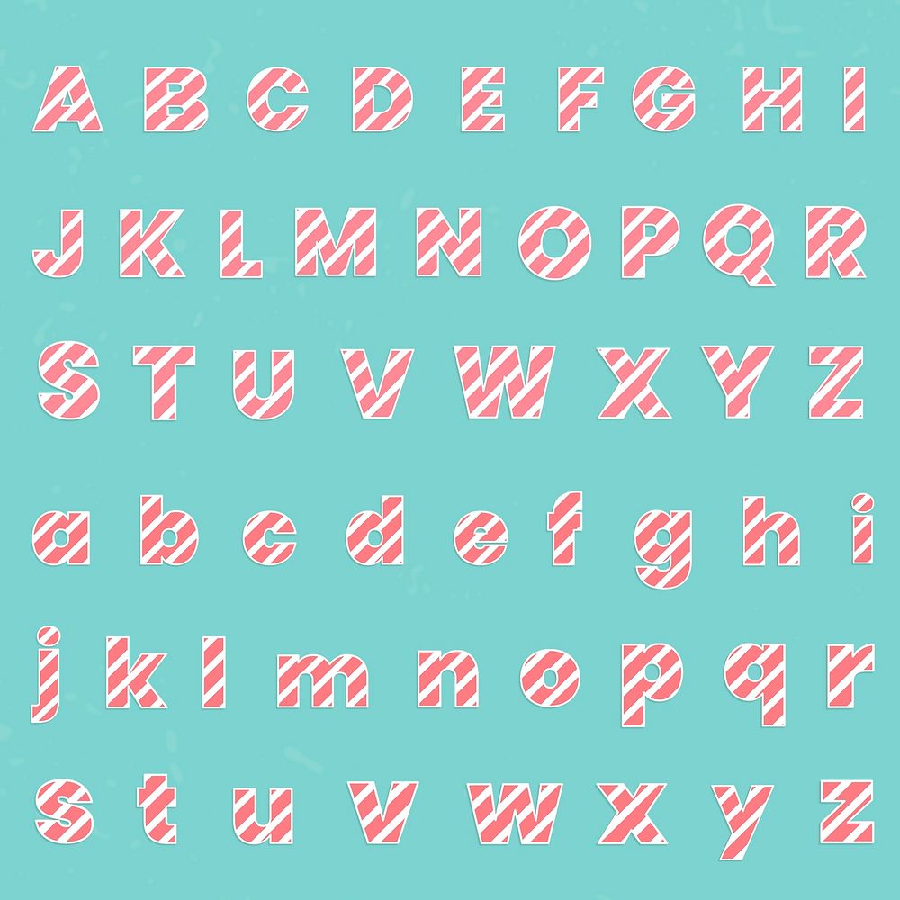 Candy cane alphabet psd striped | Premium PSD - rawpixel