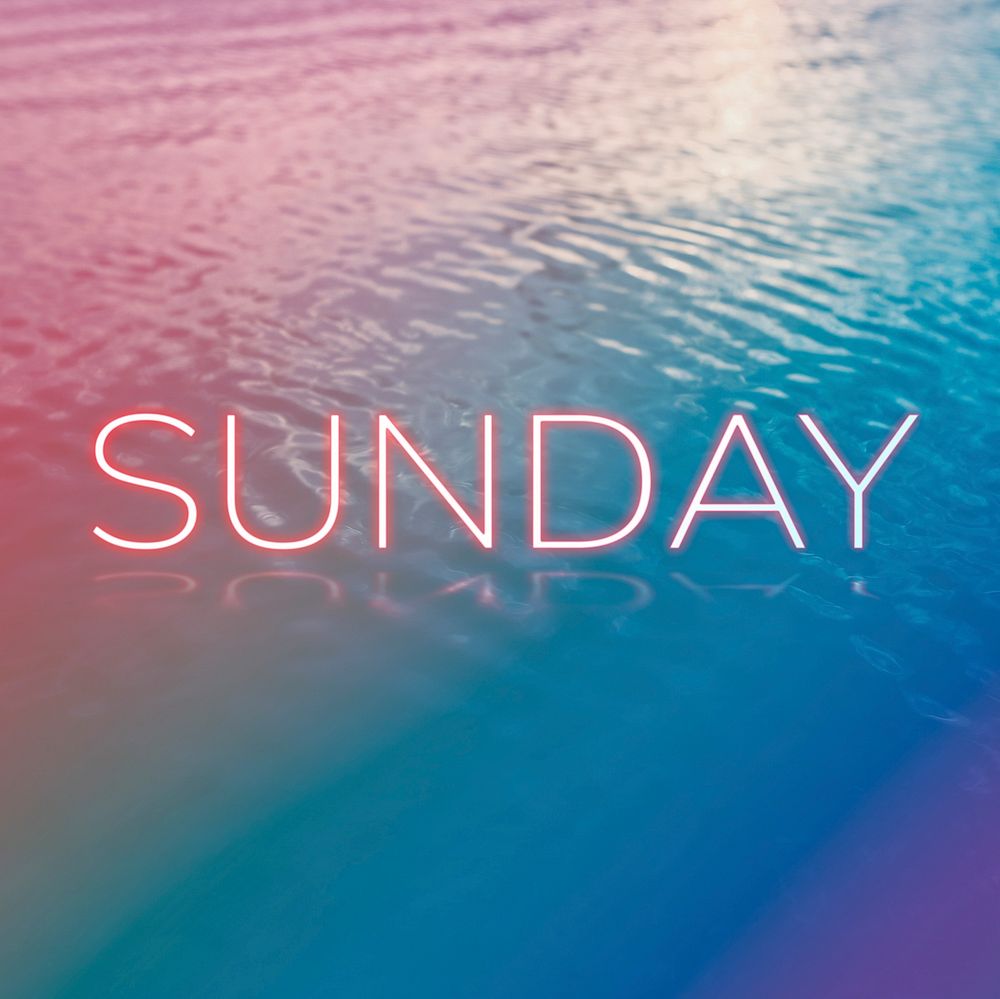 Sunday neon word typography ocean | Free Photo - rawpixel