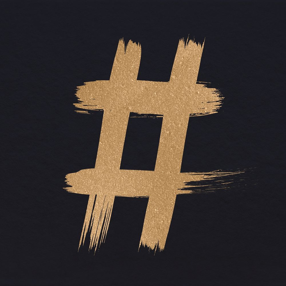 Brushed gold hashtag symbol psd | Premium PSD - rawpixel
