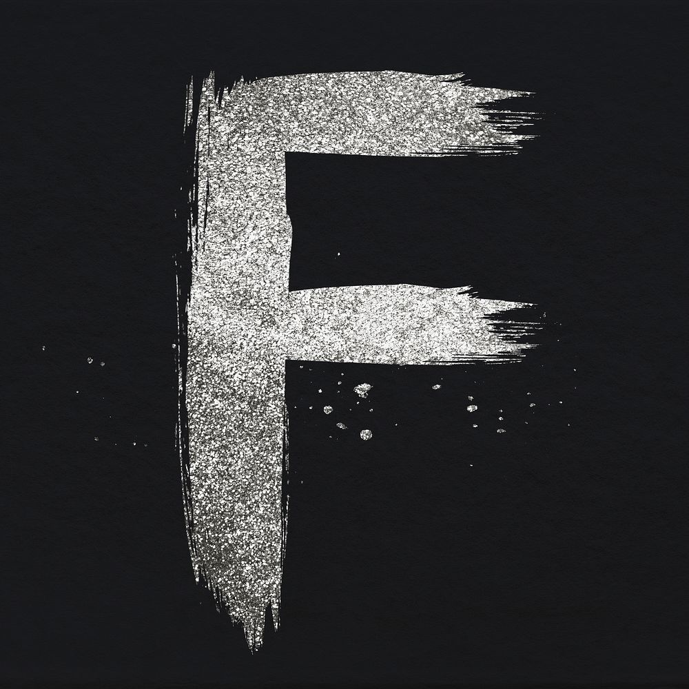 Silver glitter f psd letter | Premium PSD - rawpixel