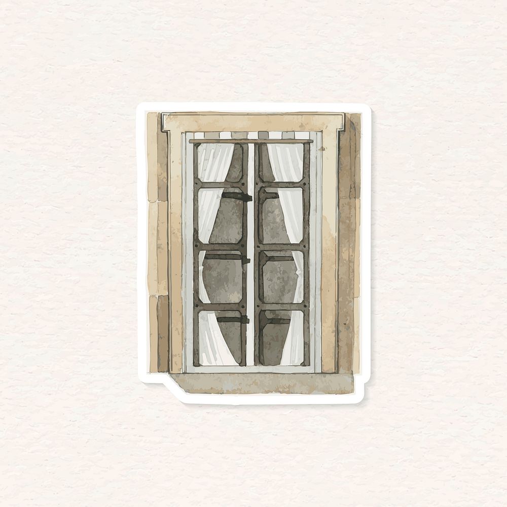 Vector watercolor vintage European window | Free Vector - rawpixel