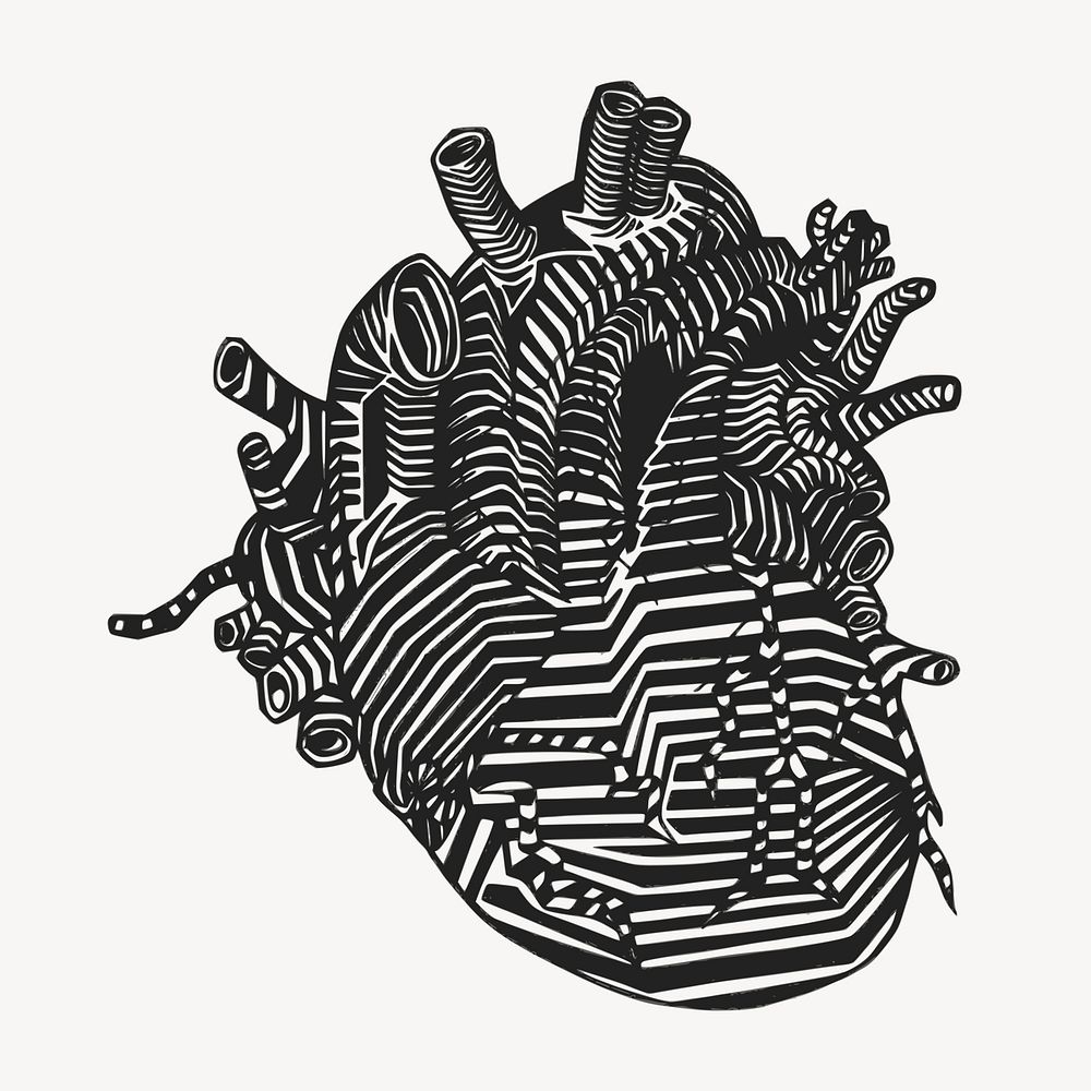 Abstract heart drawing, vintage illustration | Free Vector - rawpixel