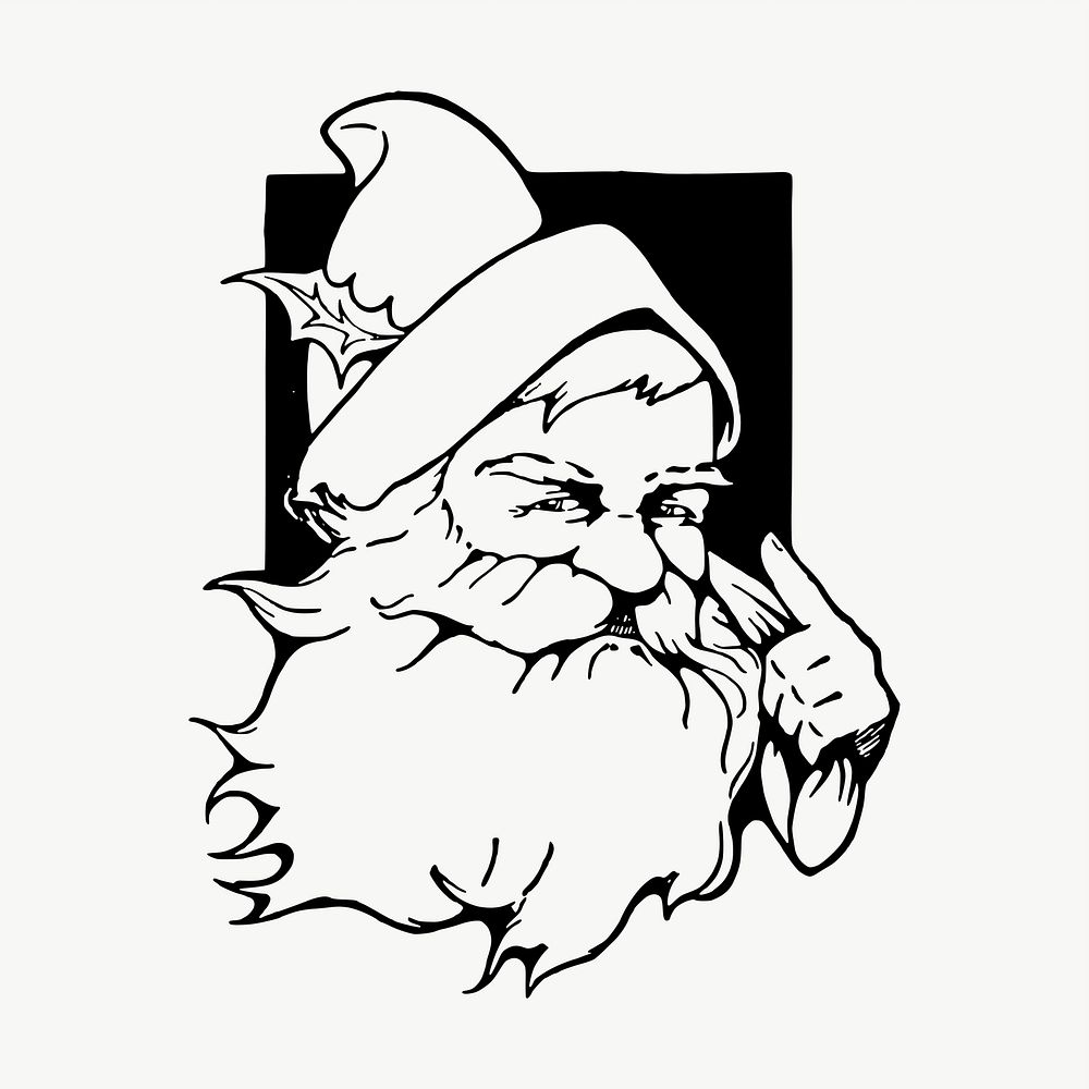 Santa portrait drawing, illustration vector. | Free Vector - rawpixel