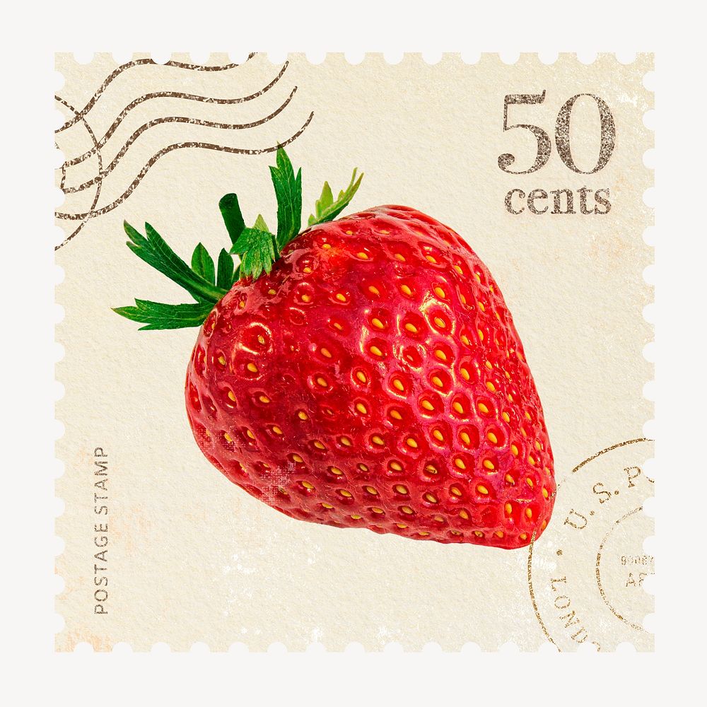 Retro strawberry postage stamp | Free Photo - rawpixel