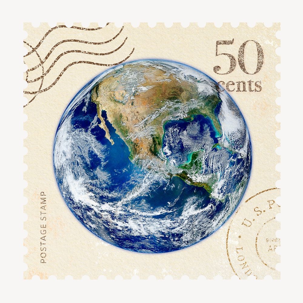Earth vintage postage stamp design | Free Photo - rawpixel