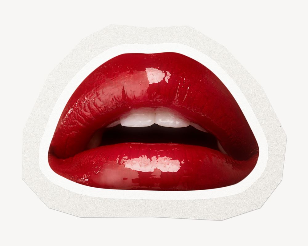 Red lips sticker collage element | Free Photo - rawpixel