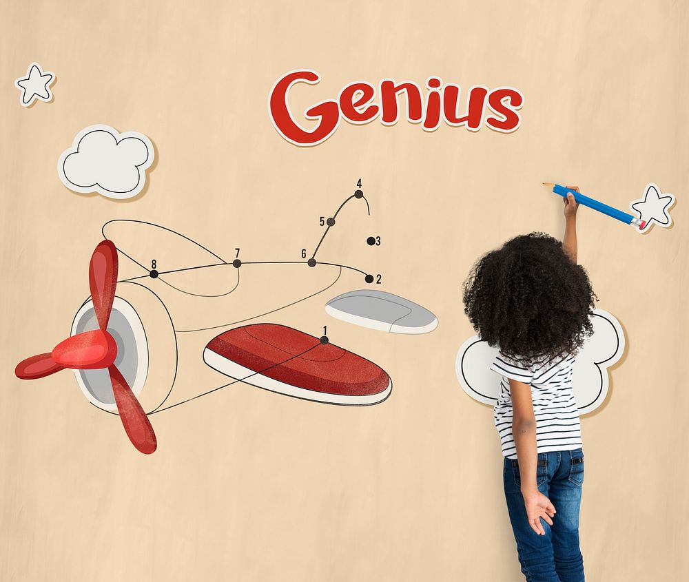 Children fun connect dots airplane | Free Photo - rawpixel