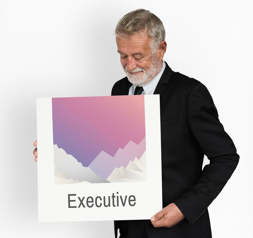 Elderly man holding executive sign. | Premium Photo - rawpixel
