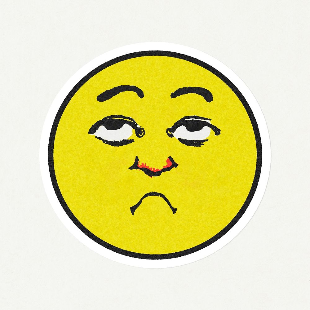Vintage yellow round expressionless emoji | Premium PSD - rawpixel