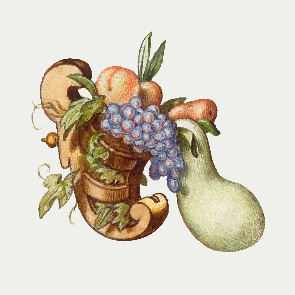 Cornucopia hand drawn vector vintage | Premium Vector Illustration ...