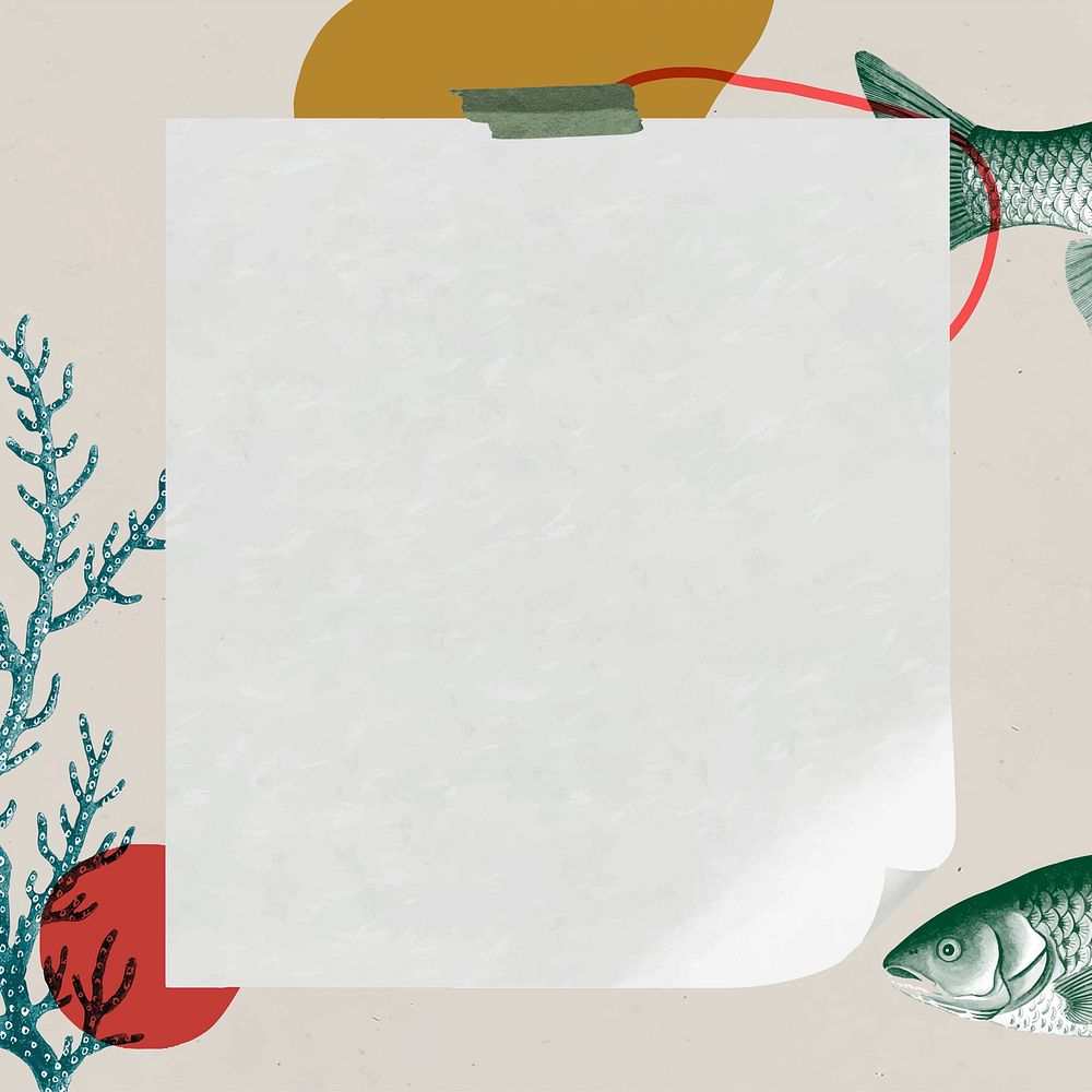 Vintage square fish frame vector | Premium Vector - rawpixel