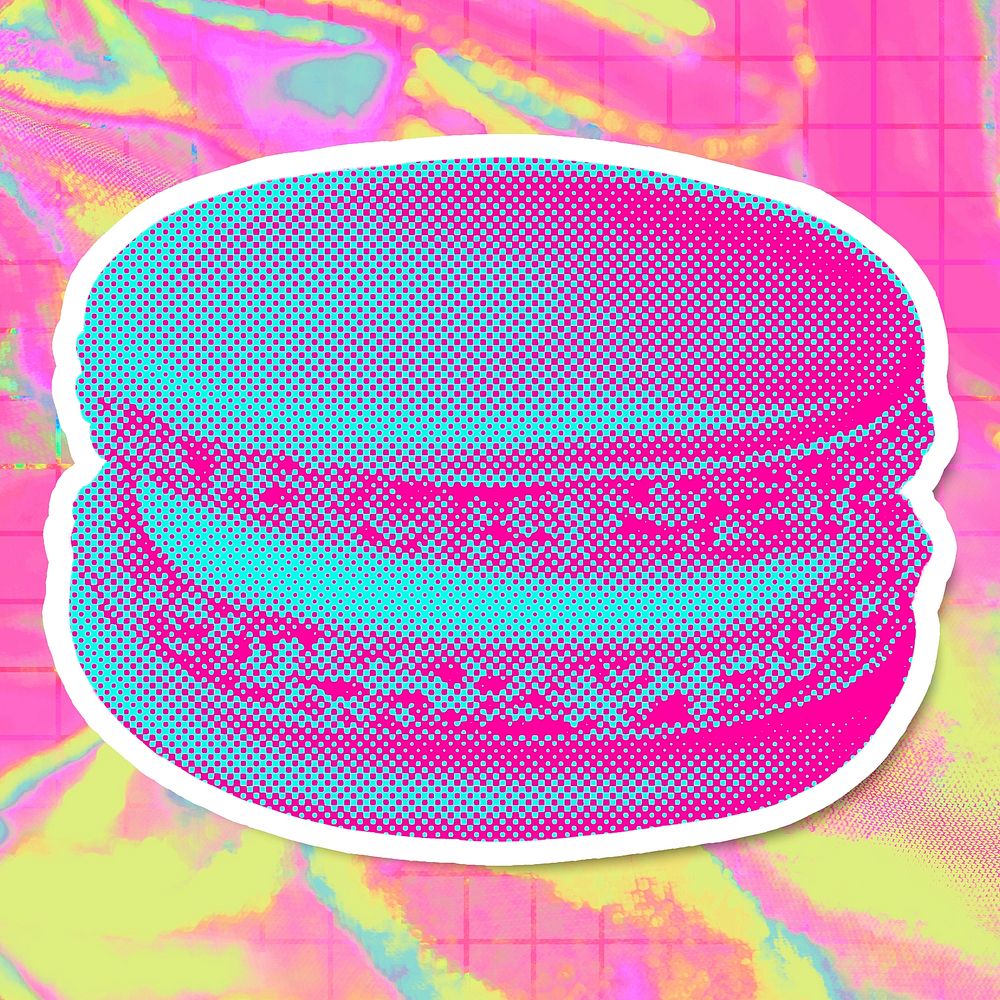 Funky neon halftone macaron sticker | Premium PSD - rawpixel