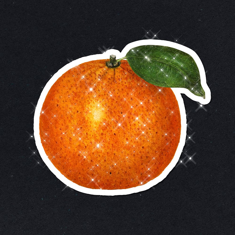 Hand drawn sparkling tangerine sticker | Premium PSD - rawpixel