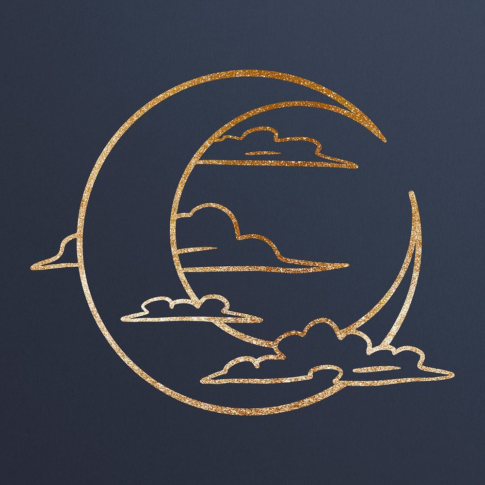 Shimmering golden crescent moon surrounded | Premium PSD - rawpixel