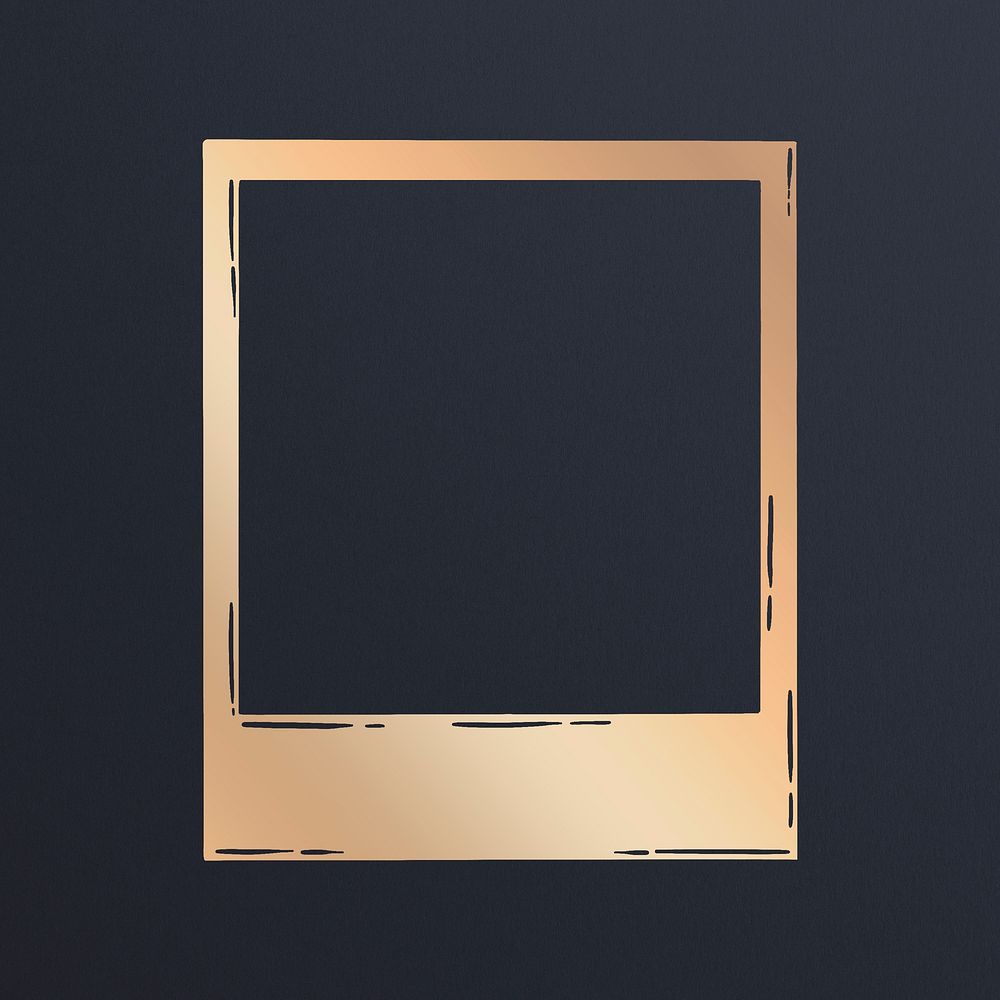 Golden instant photo frame sticker | Premium PSD - rawpixel
