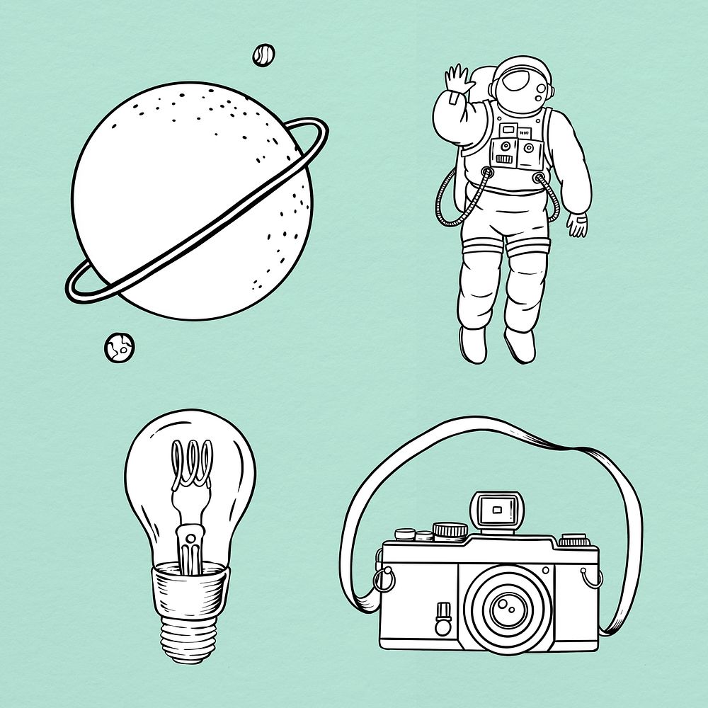 Black and white sticker set | Premium PSD - rawpixel