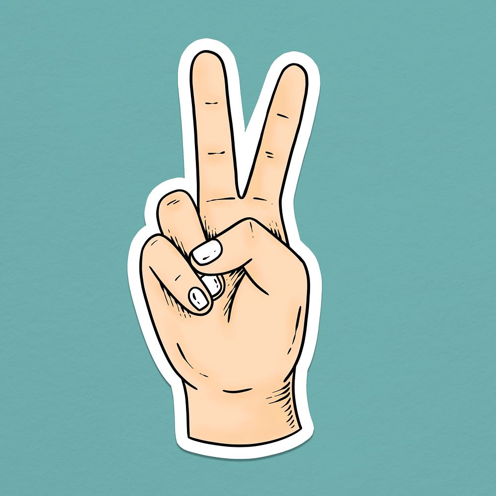 Victory hand sign drawing sticker | Premium PSD - rawpixel