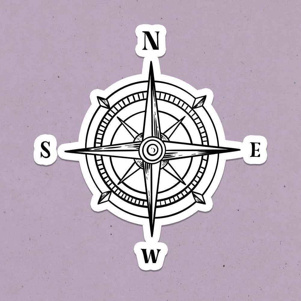 Classic compass sticker white border | Premium PSD - rawpixel