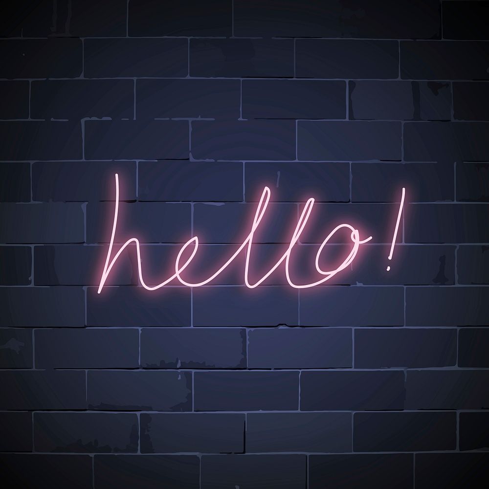 Hello neon sign brick wall | Premium Vector - rawpixel