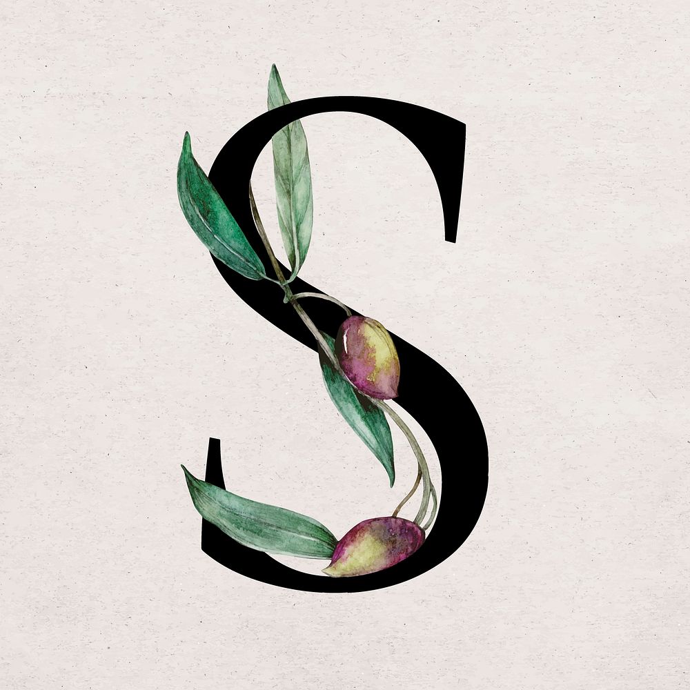 Floral s letter font vector | Premium Vector - rawpixel