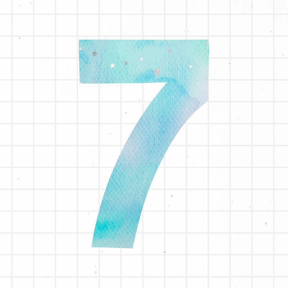 Watercolor number 7 typography vector | Premium Vector - rawpixel