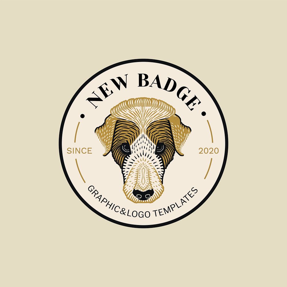 Vintage dog logo linocut illustration | Premium Photo - rawpixel