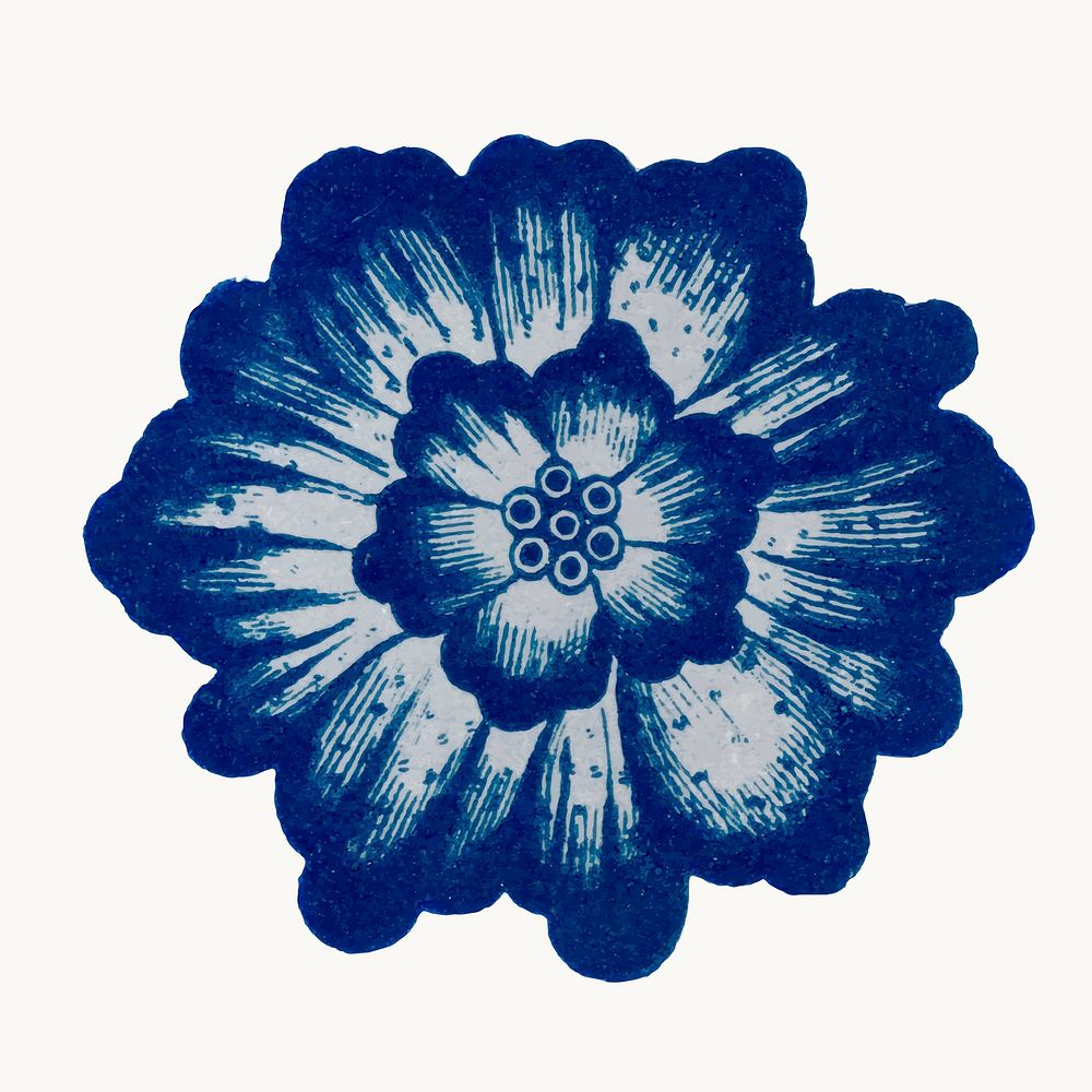 Blue flower collage element, vintage | Premium Vector Illustration ...