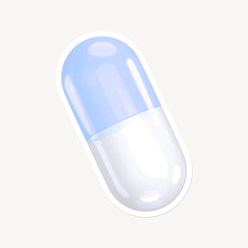Blue capsule, 3D white border | Free Photo - rawpixel
