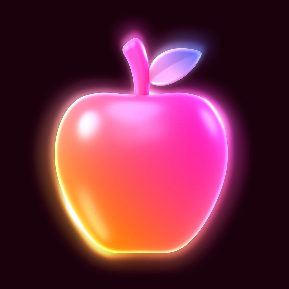 Apple icon, 3D neon glow | Free Photo Illustration - rawpixel