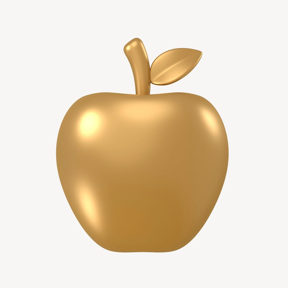 Apple icon, 3D gold design | Free Photo Illustration - rawpixel