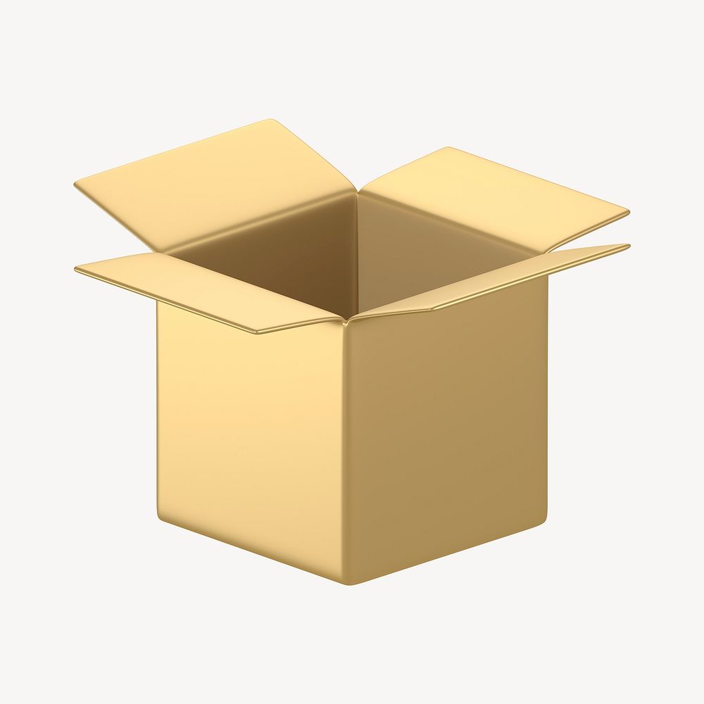 Open box icon, 3D gold | Free Photo Illustration - rawpixel