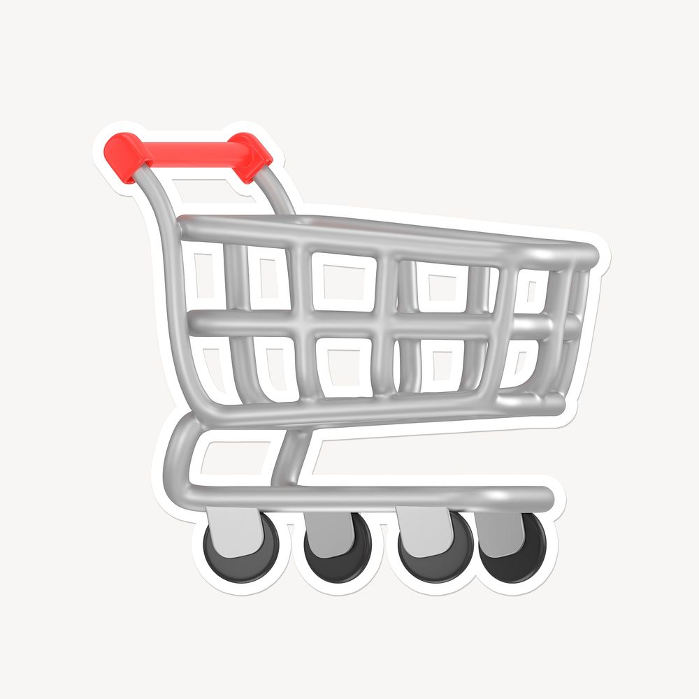 Shopping cart, 3D white border | Free Photo - rawpixel