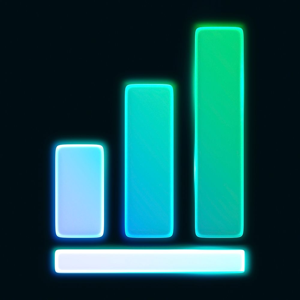 Bar charts icon, 3D neon | Free Photo Illustration - rawpixel