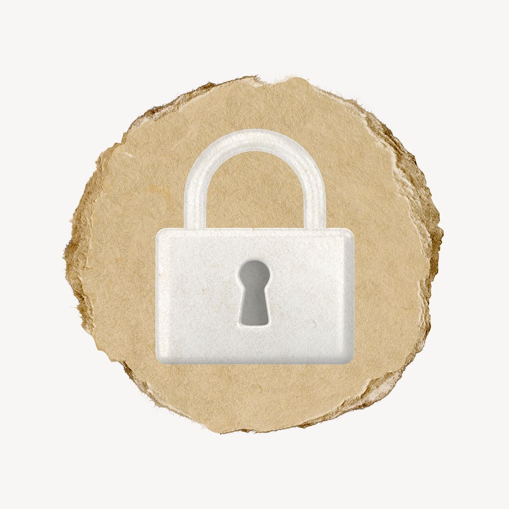 White padlock, 3D ripped paper | Premium PSD - rawpixel