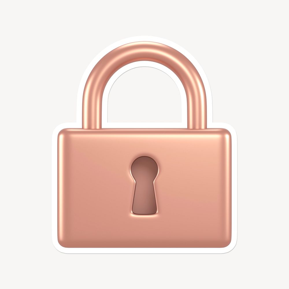 Pink padlock, 3D white border | Free Photo - rawpixel