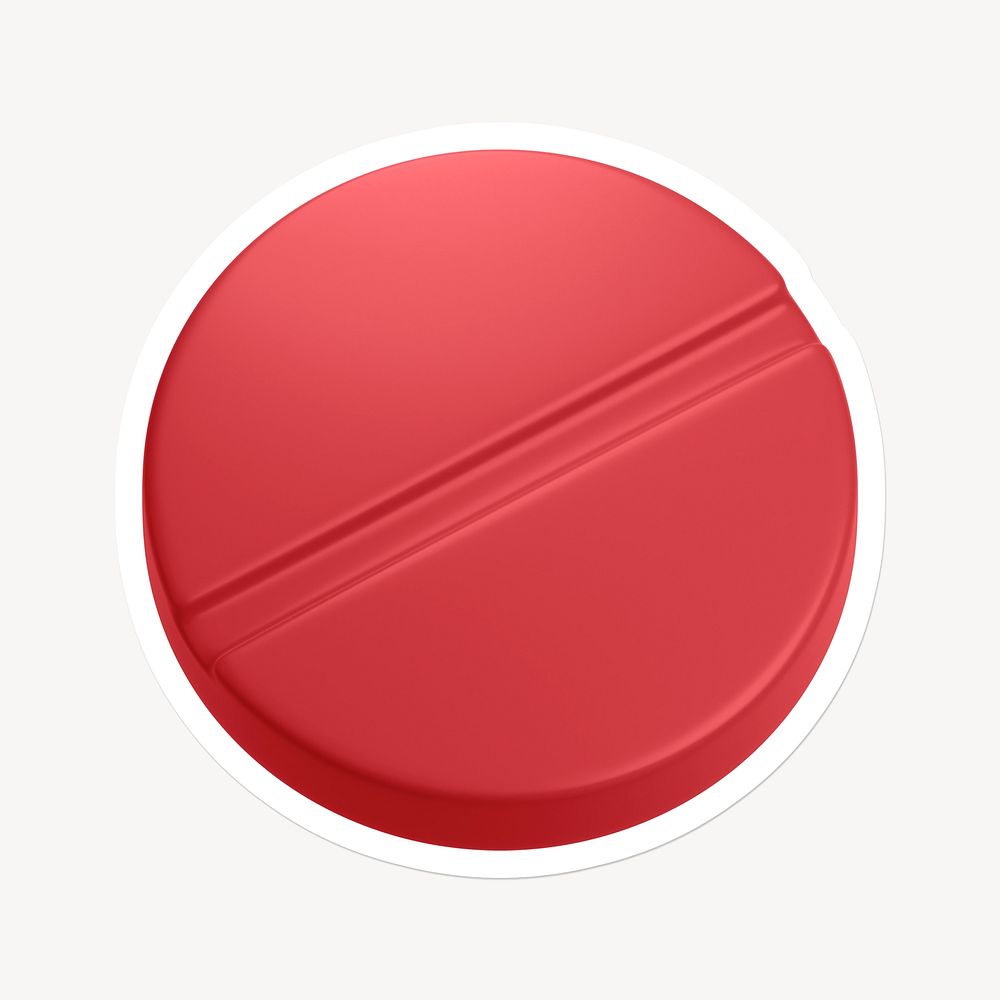 Red medicine, 3D white border | Free Photo - rawpixel