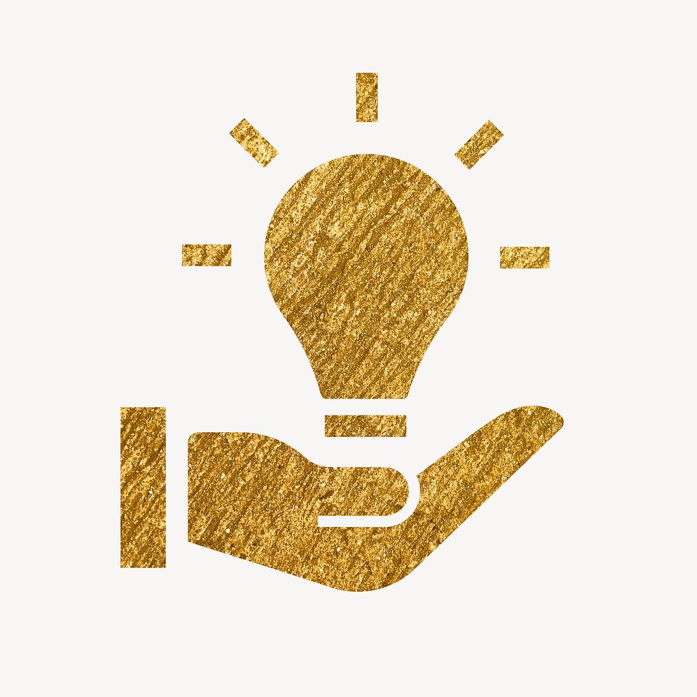 Light bulb hand gold icon, | Premium PSD - rawpixel