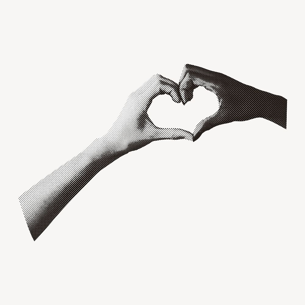 Heart hand collage element, halftone | Premium Photo - rawpixel