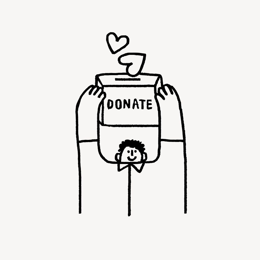 Charity donation, cute doodle clipart | Free Photo Illustration - rawpixel