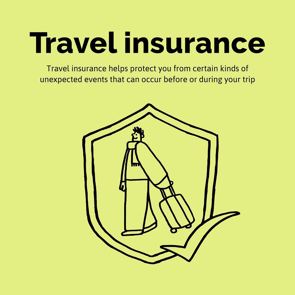 Travel insurance Facebook post template, | Premium Vector Template ...