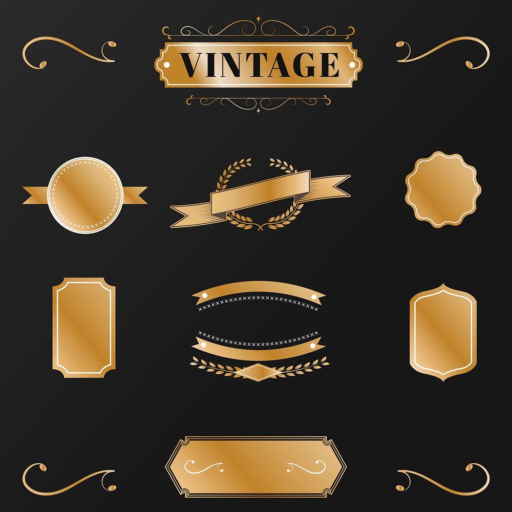 Vintage gold badge template vector | Premium Vector - rawpixel