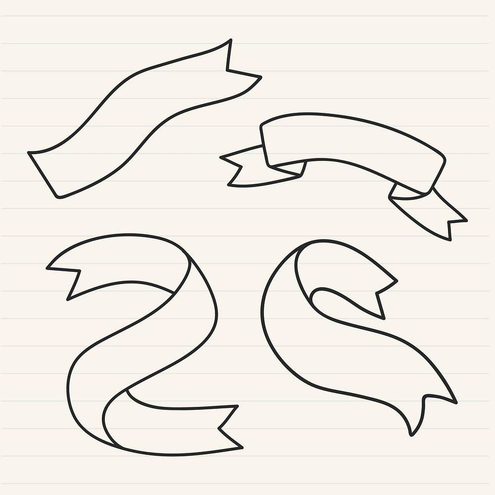 Hand drawn ribbon collection vector | Premium Vector - rawpixel