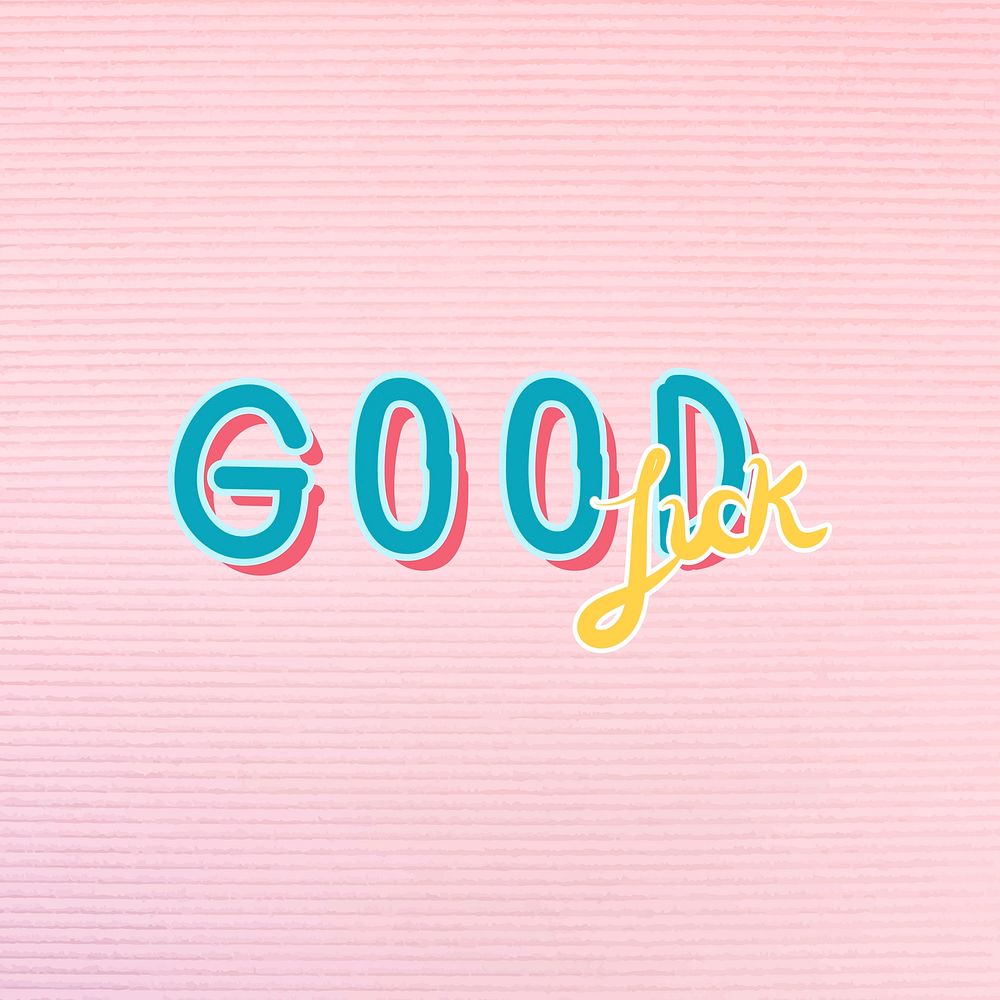 Good luck typography pink background | Premium Vector - rawpixel