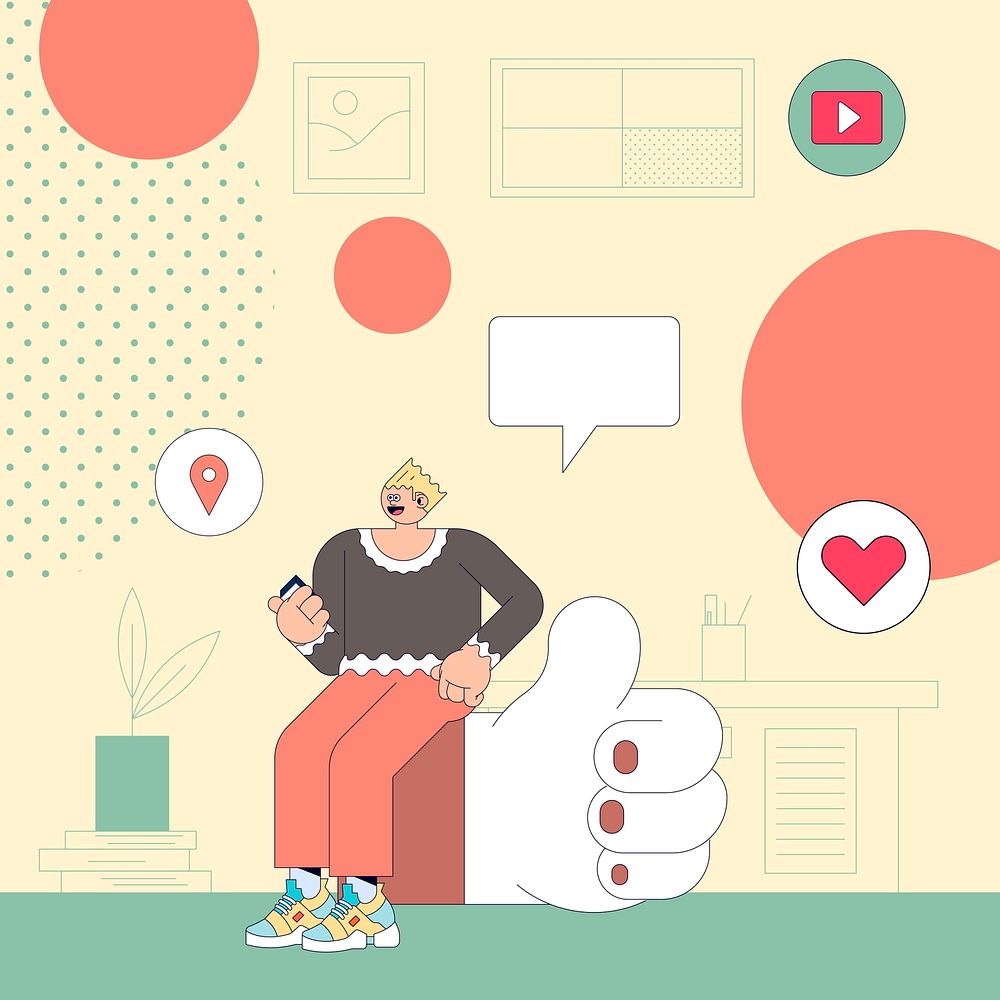 Young woman social media vector | Premium Vector Illustration - rawpixel