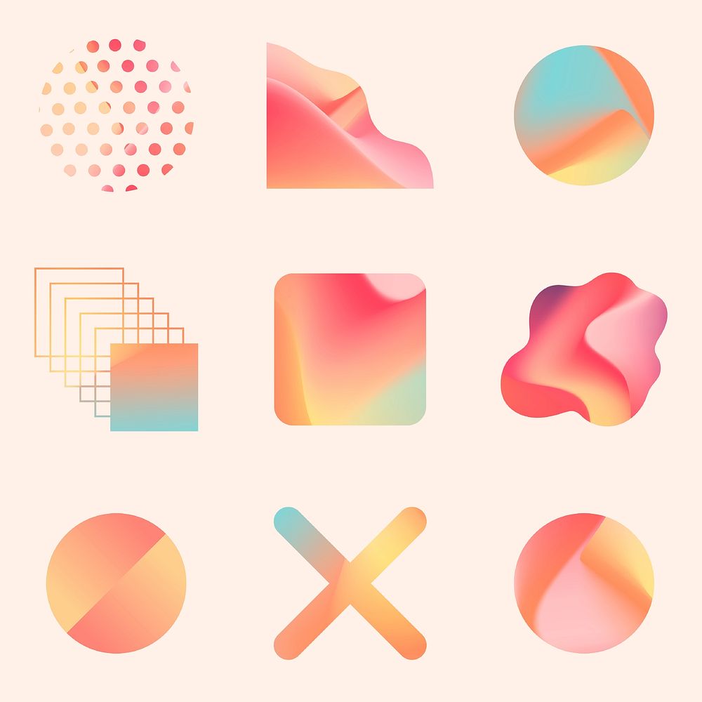 Colorful gradient element collection | Premium PSD - rawpixel