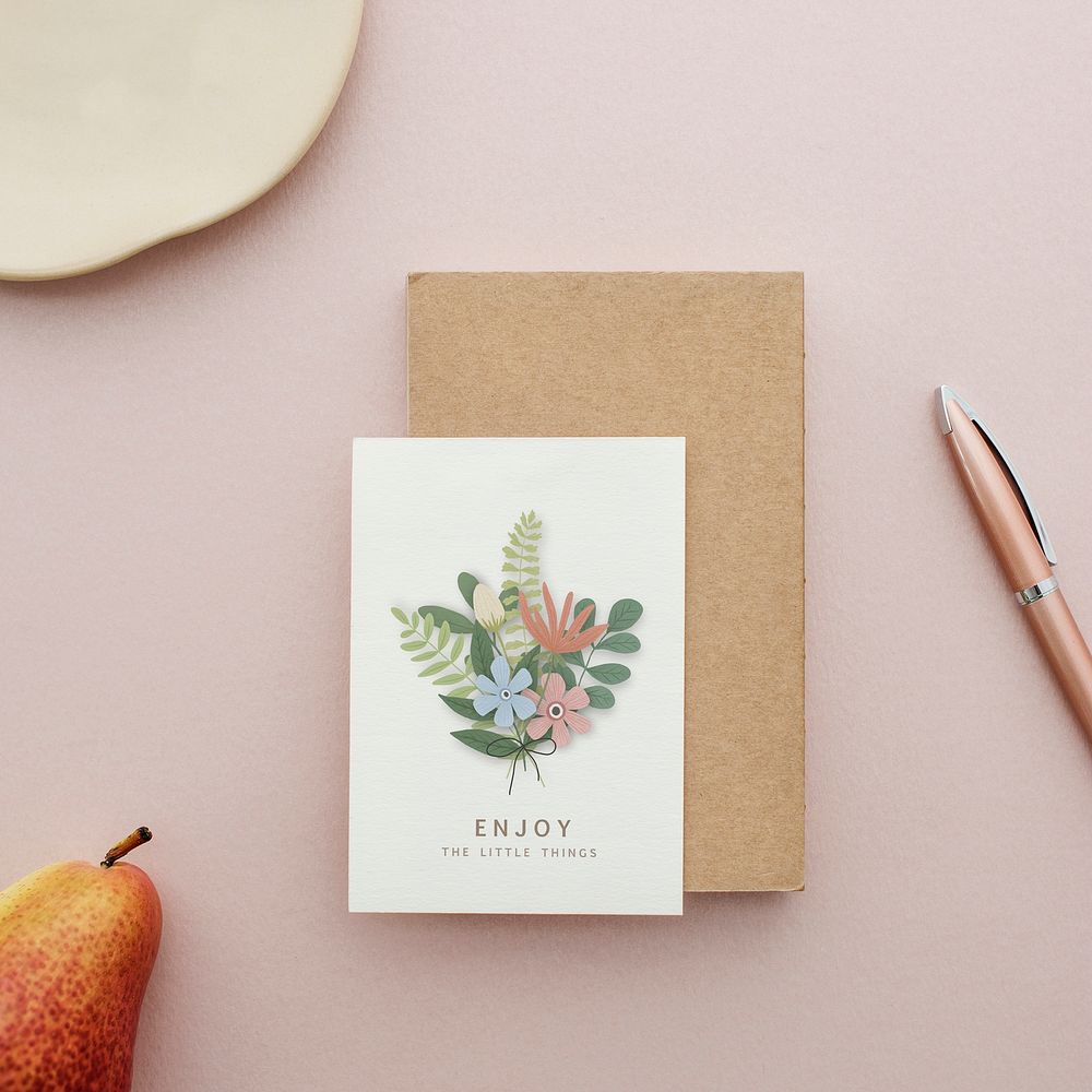 Floral postcard pink background | Premium Photo - rawpixel