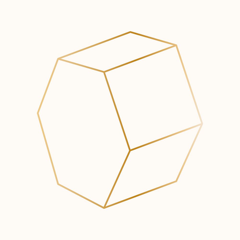 Minimal gold octagonal prism shape | Premium Vector - rawpixel