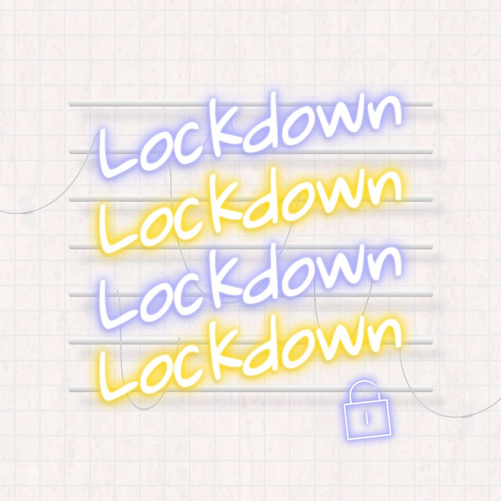 Lockdown coronavirus pandemic neon signs | Free Vector - rawpixel