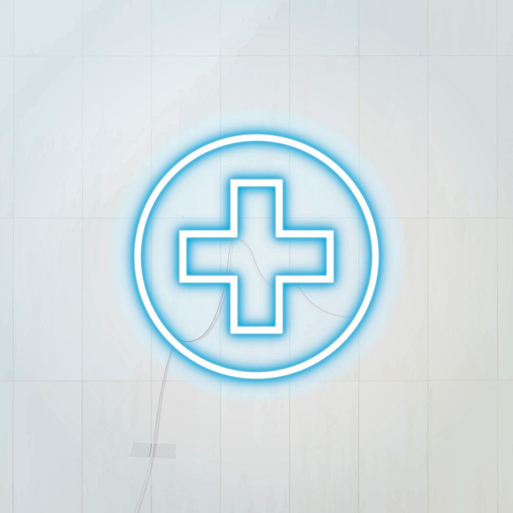 Blue cross neon sign vector | Free Vector - rawpixel